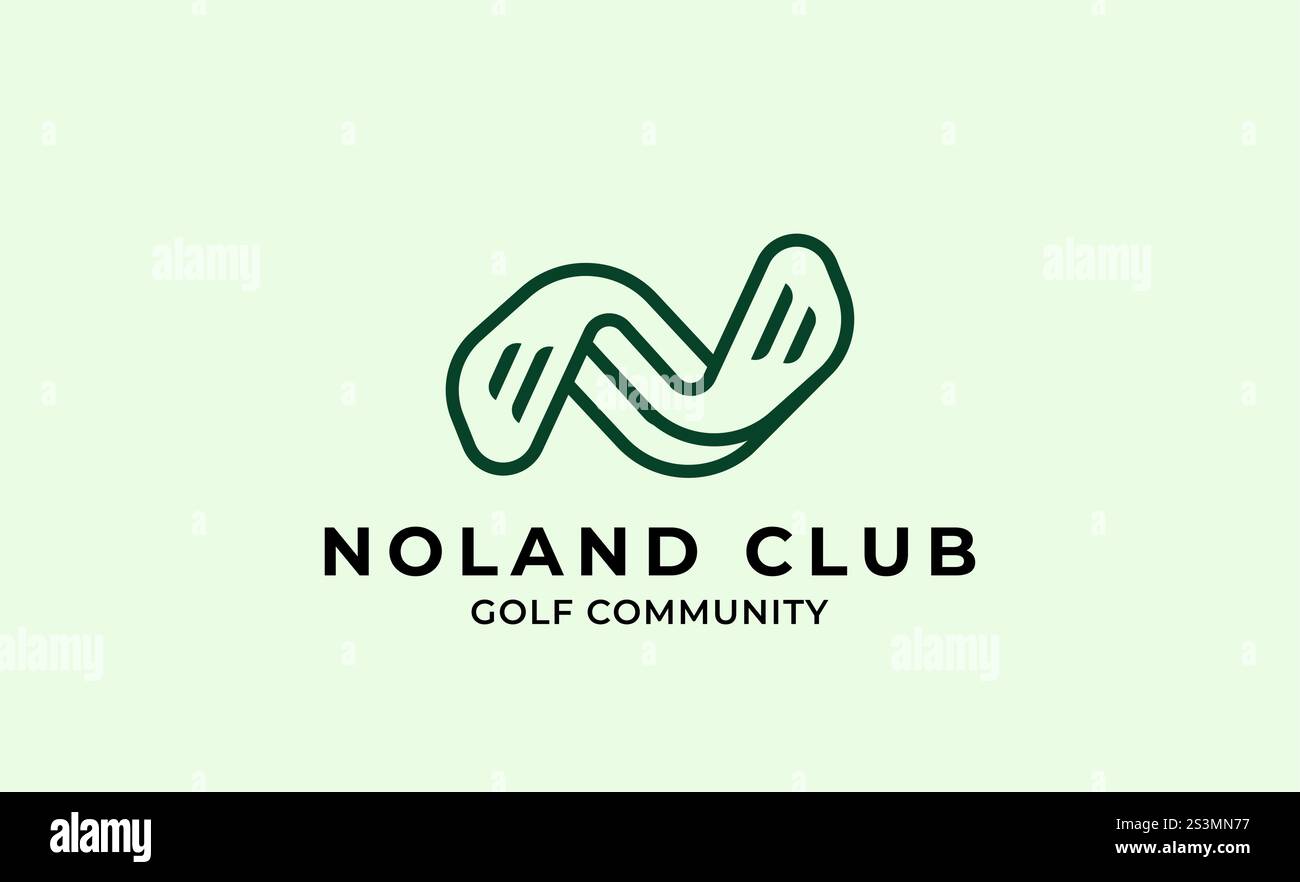 Monogram logo design initial N and Golf. Golf ball, golf stick and ...