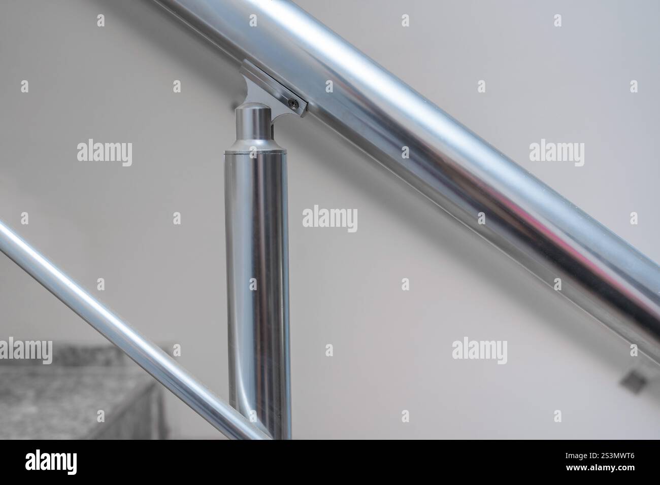 Aluminum stair railing applied to the stairs inside the house Stock ...