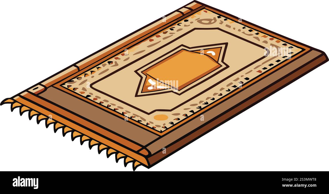 Detailed vector illustration of a prayer mat with intricate Islamic ...