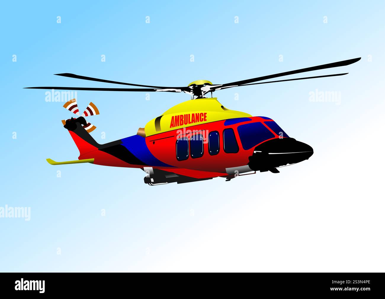 Ambulance Helicopter. Vector 3d hand drawn illustration Stock Vector ...