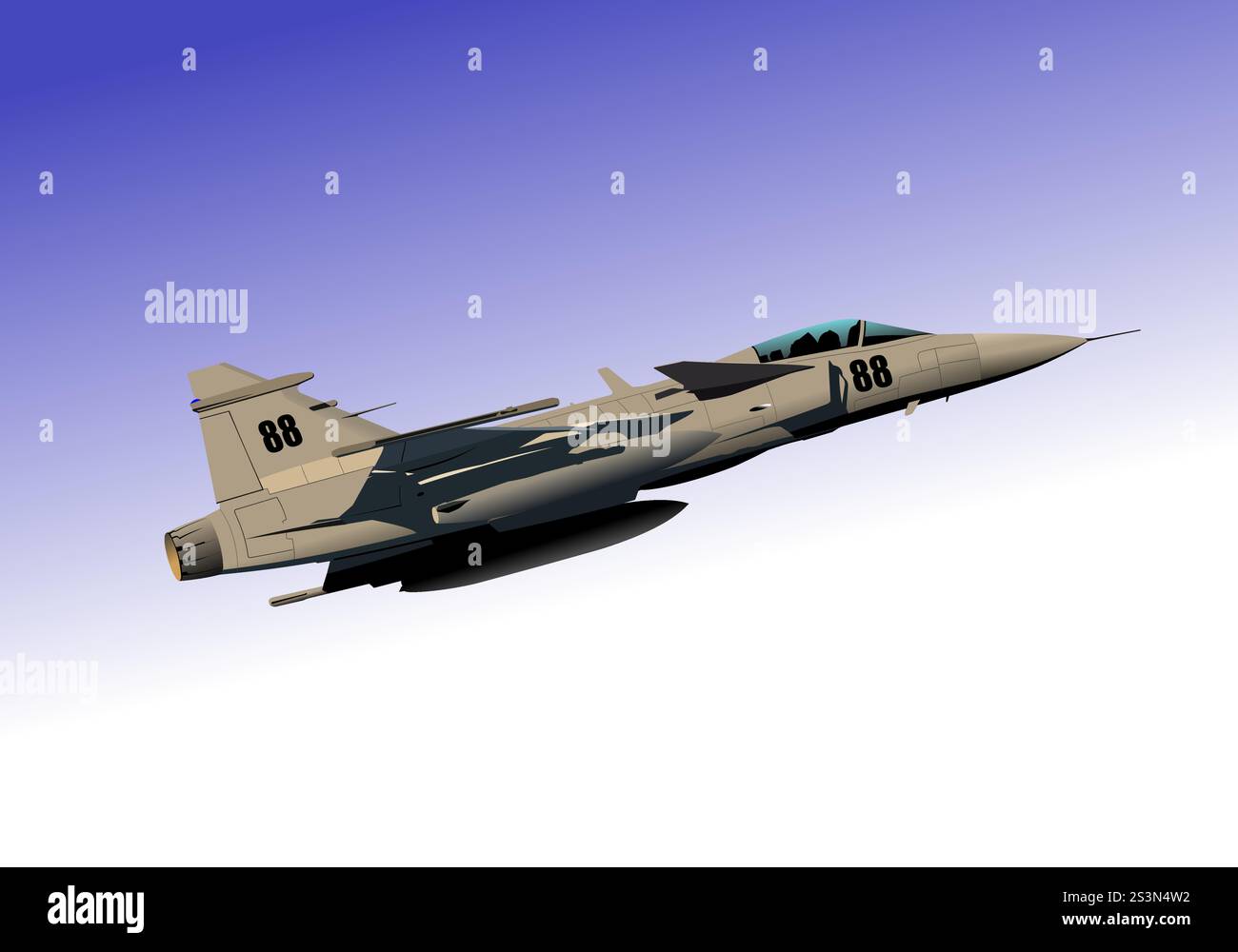 Combat aircraft. Armed. Vector 3d illustration hand drawn Stock Vector ...