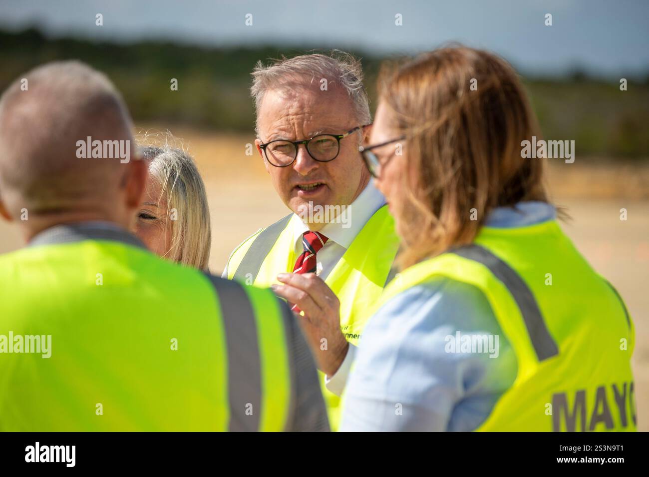 Australian Prime Minister Anthony Albanese during a sod turn event for ...