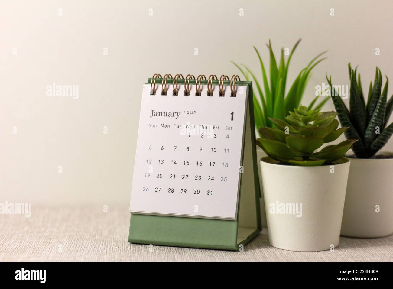 Hello, January. January 2025 planning calendar on your desktop Stock ...
