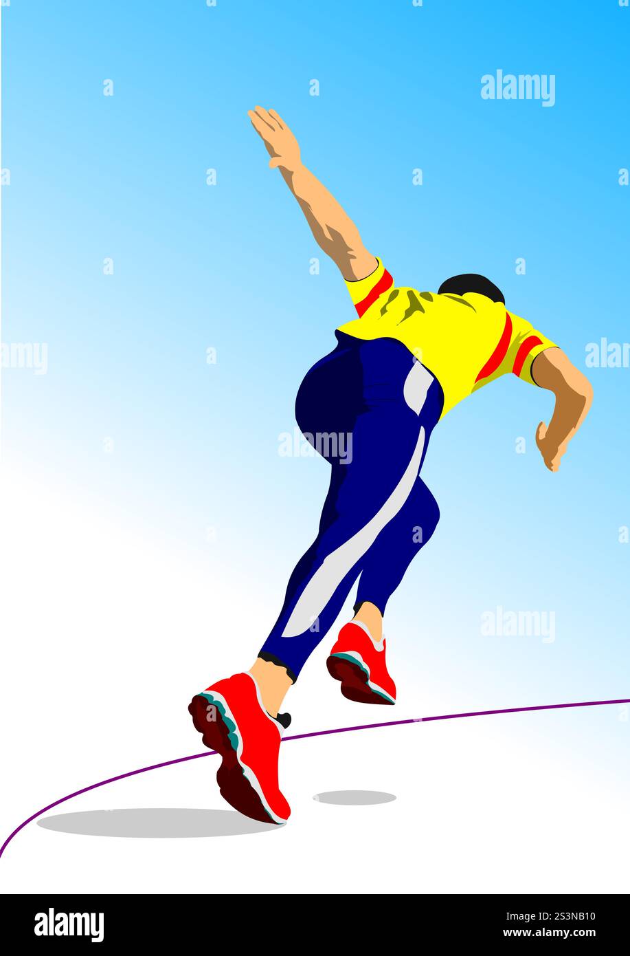 The running people. Vector 3d hand drawn illustration Stock Vector ...