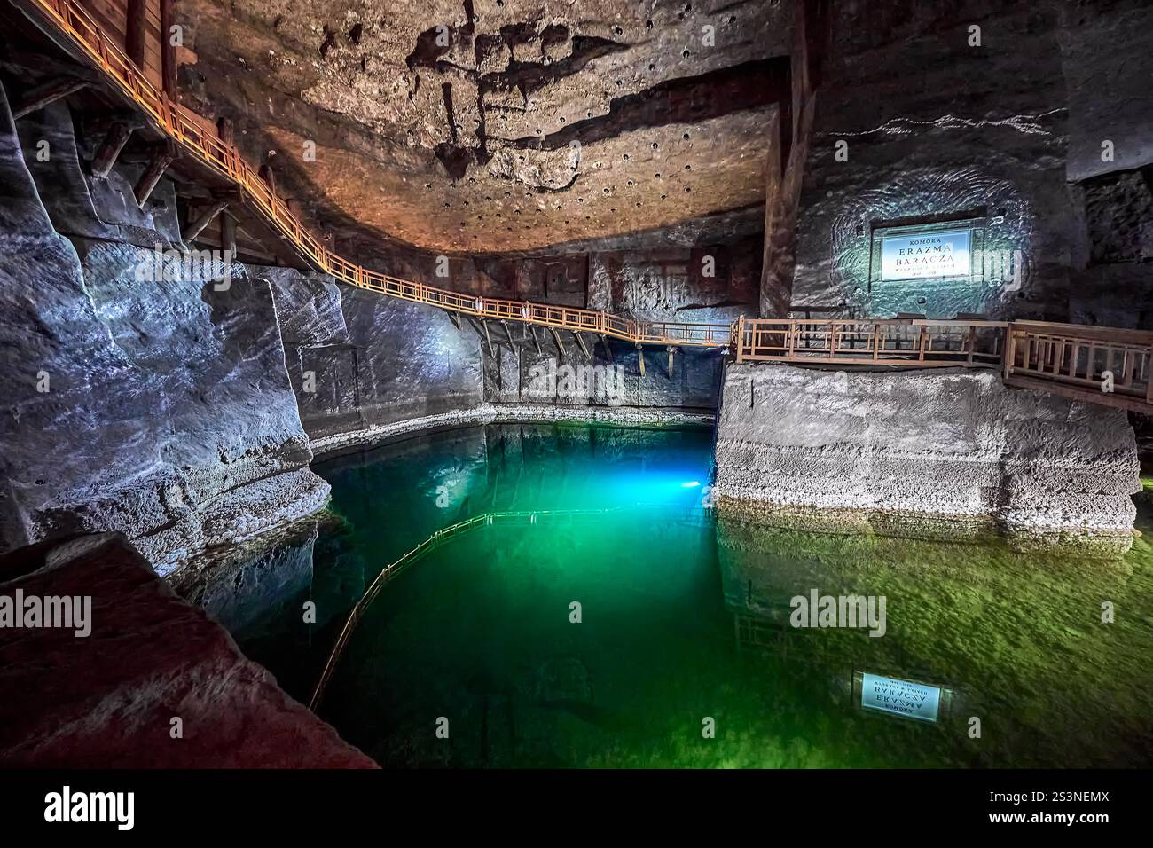 Underground lake deep down in the 13th century Wieliczka Salt Mine ...