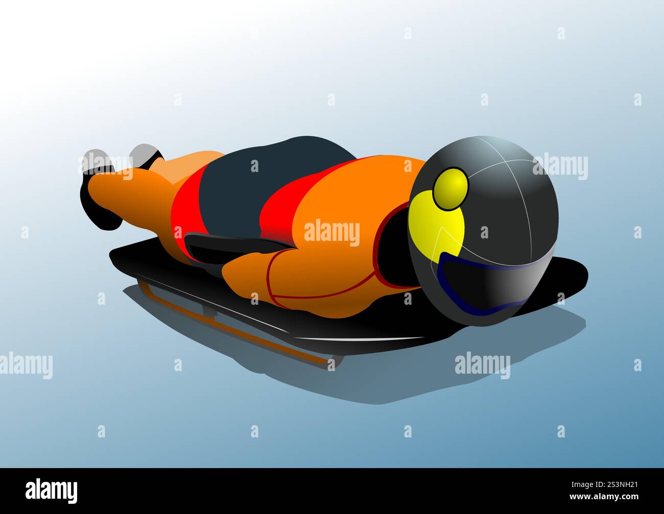 Skeleton Sled Race Winter Sports. 3d vector hand drawn illustration ...