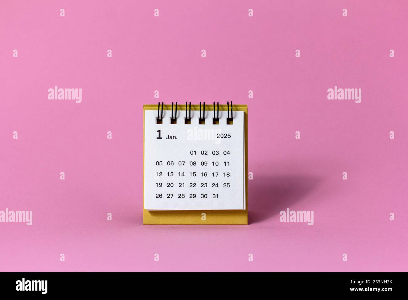 Hello January. January 2025 planning calendar on pink background Stock ...