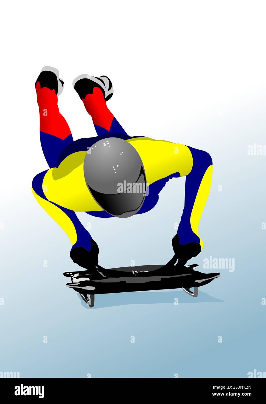 Skeleton Sled Race Winter Sports. 3d vector hand drawn illustration ...