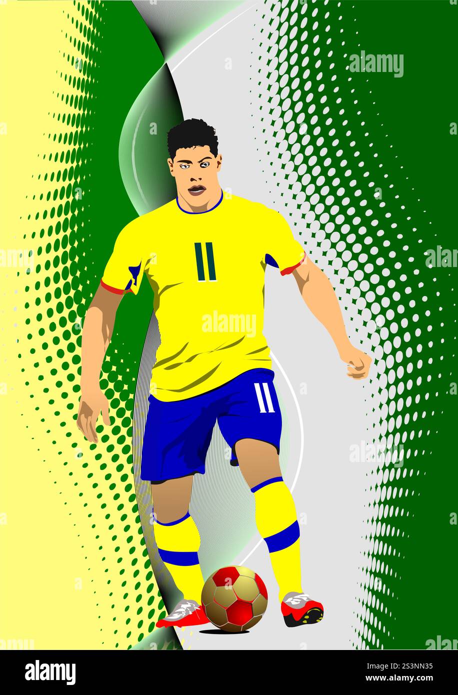 Soccer game poster. Football. Vector Colored 3d hand drawn illustration ...