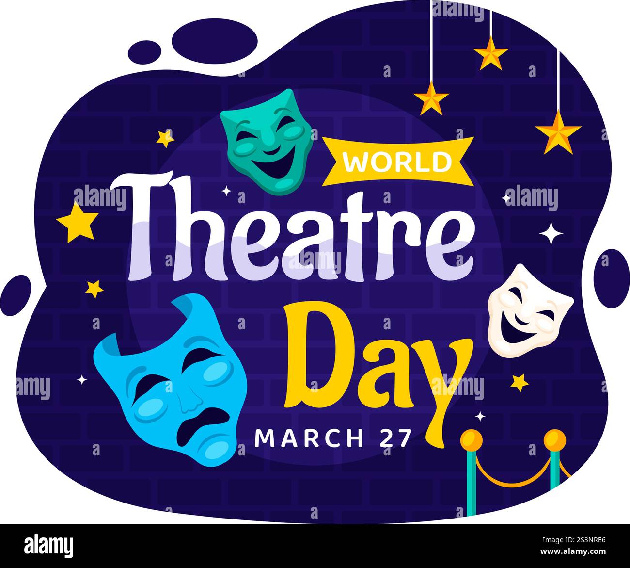 World Theatre Day Vector Illustration featuring Comedy and Tragedy ...