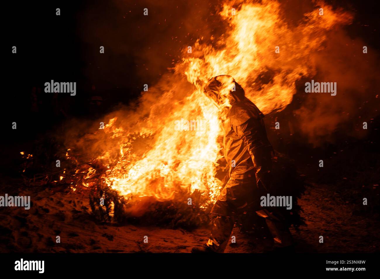 Seattle, USA. 9th Jan, 2025. Trees being burned in the annual Christmas ...