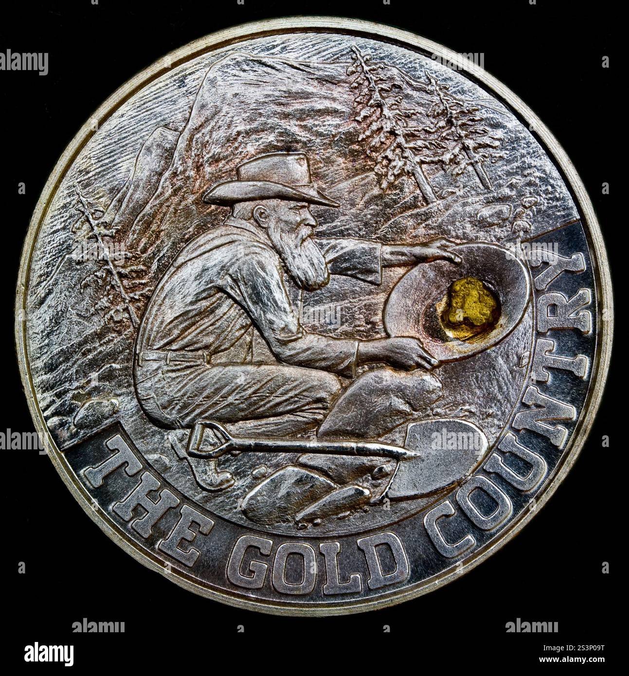 THE GOLD COUNTRY - Nevada USA - One Ounce Silver Round with Attached ...