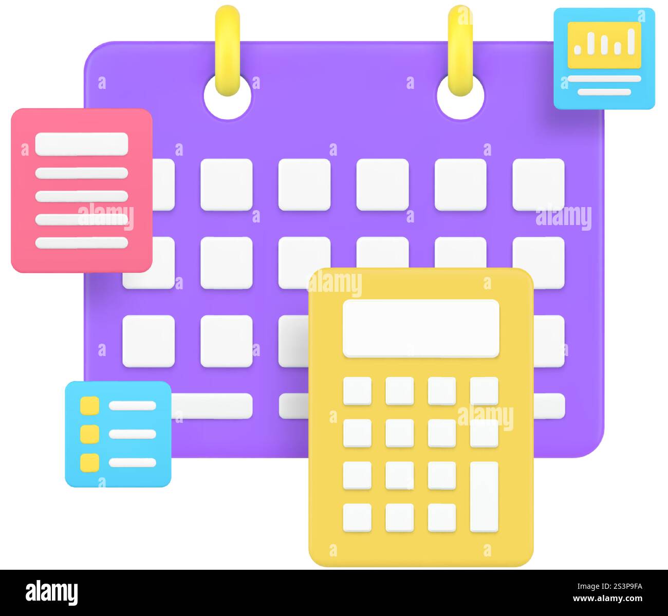 Business planning workflow process time management 3d icon realistic ...