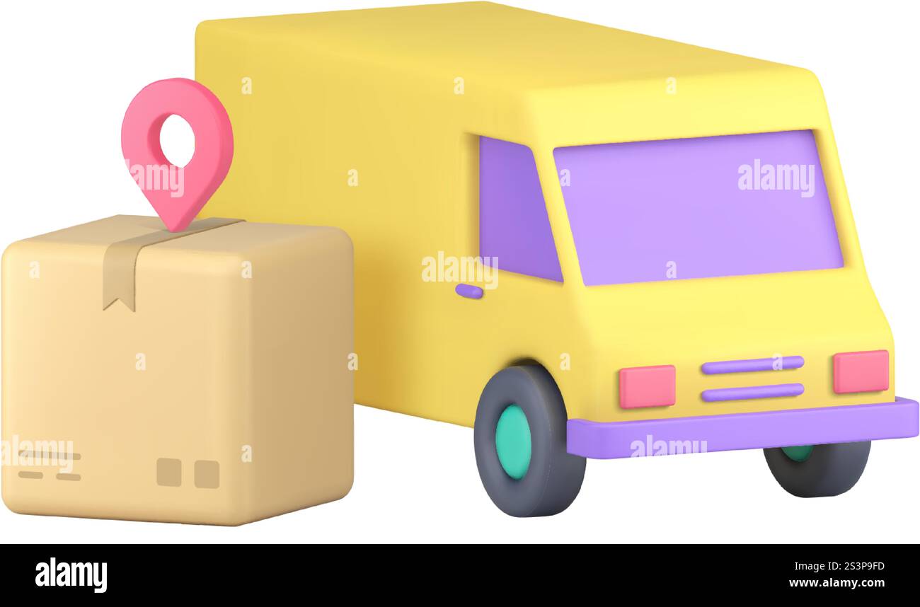 Postal parcel online shopping order delivery service 3d icon realistic ...