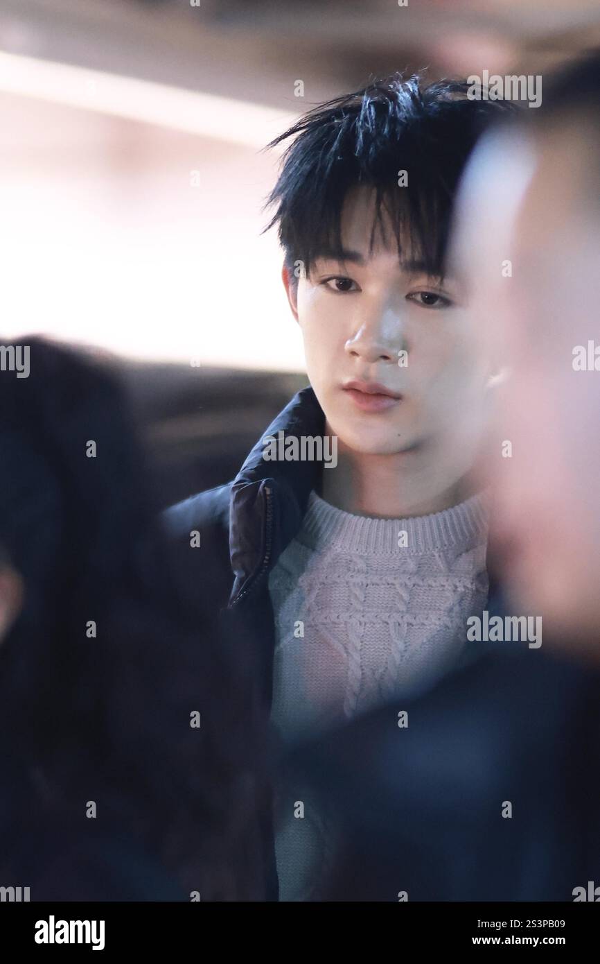 Chinese actor and model Rong Zishan attends an activity in Chengdu City ...