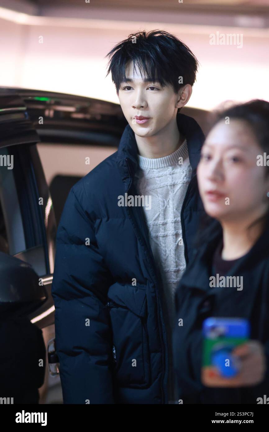 Chinese actor and model Rong Zishan attends an activity in Chengdu City ...