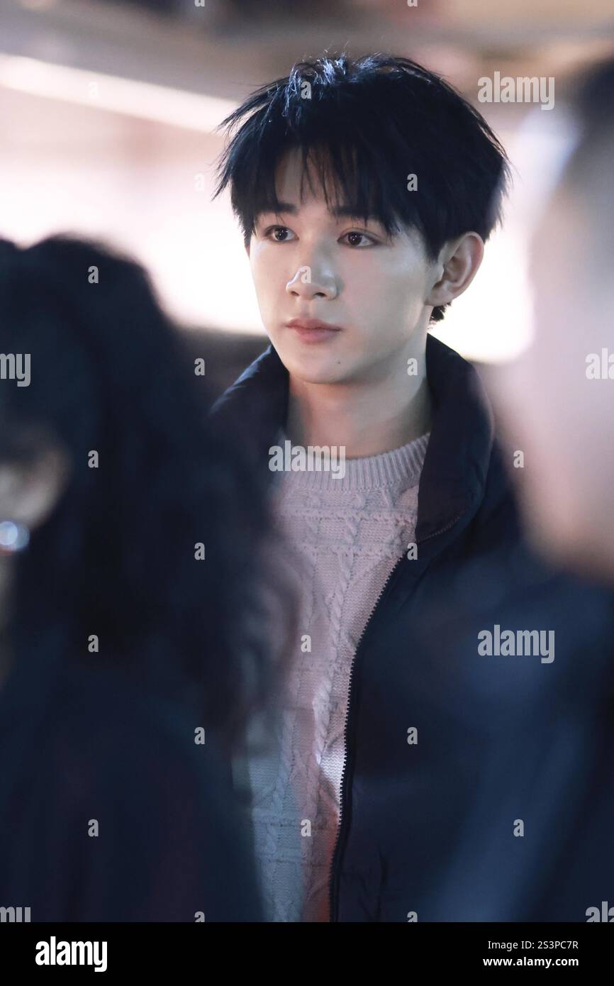 Chinese actor and model Rong Zishan attends an activity in Chengdu City ...