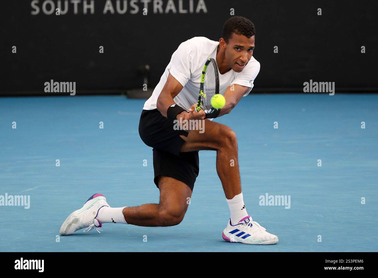 Adelaide, Australia. 10th Jan, 2025. Felix Auger-Aliassime of Canada in a match against Tommy ...