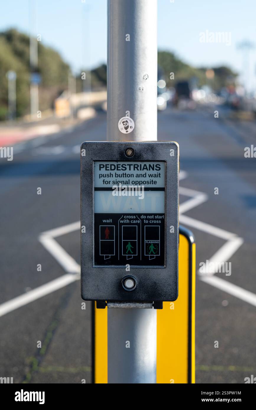 Pedestrian crossing electronic push button panel on a street in England ...