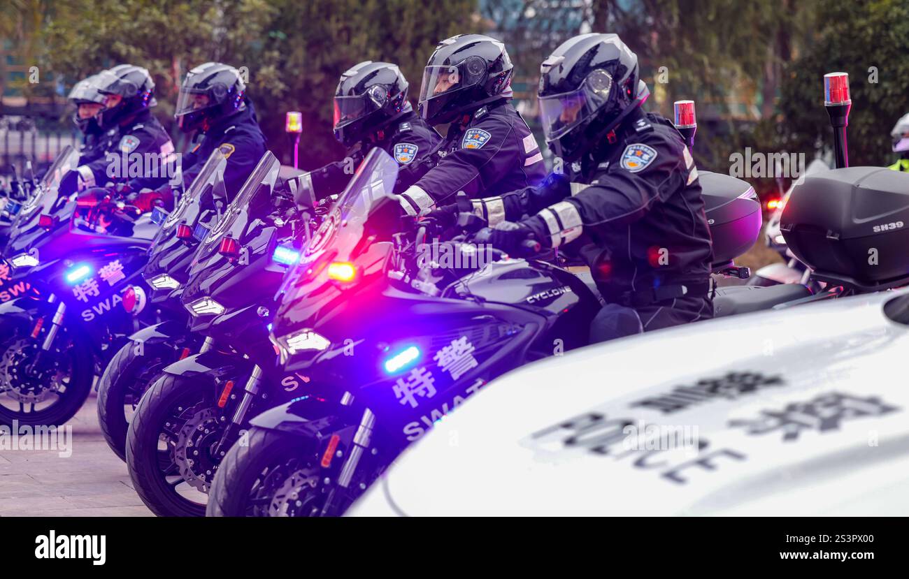 TONGREN, CHINA - JANUARY 10, 2025 - Police prepare to patrol from the ...