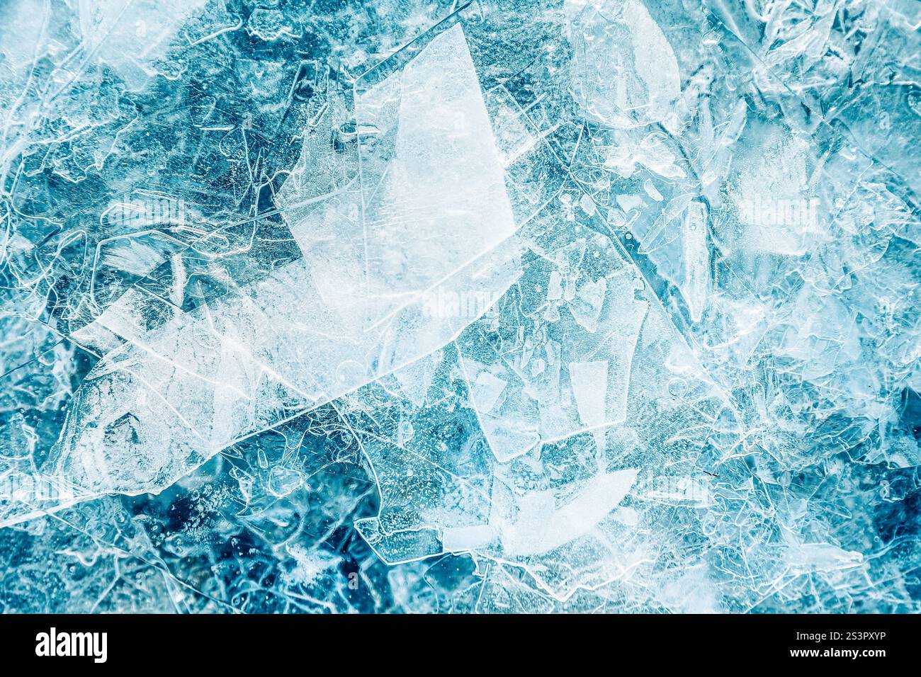 Blue ice texture, abstract natural geometric background of shattered ...