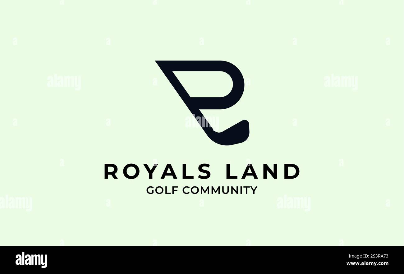 Monogram logo design initial R and Golf. Golf ball, golf stick and ...