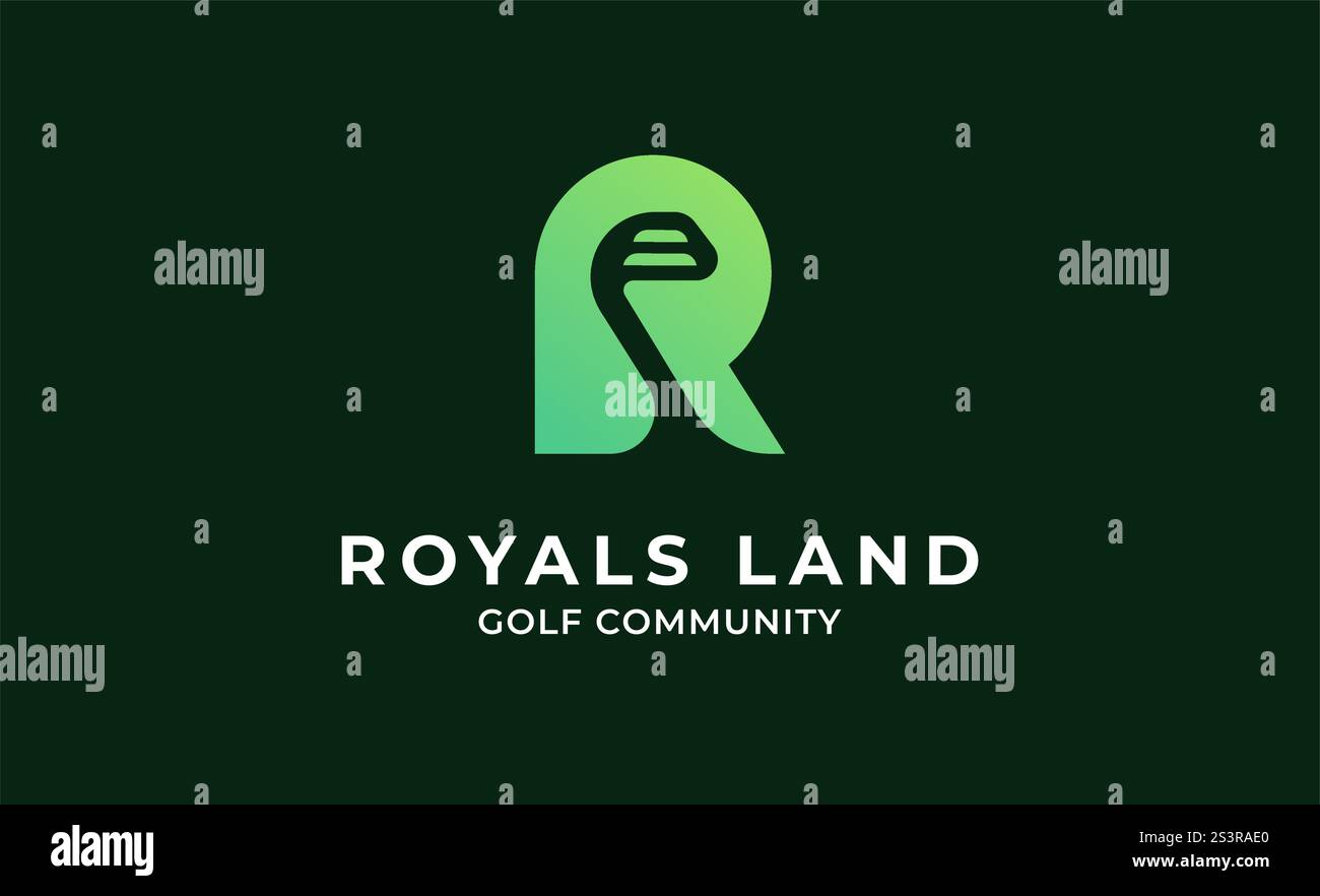 Monogram logo design initial R and Golf. Golf ball, golf stick and ...