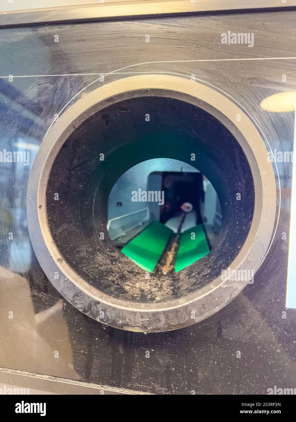 Close-up of a Recycling Machine's Sorting Mechanism with can inside ...
