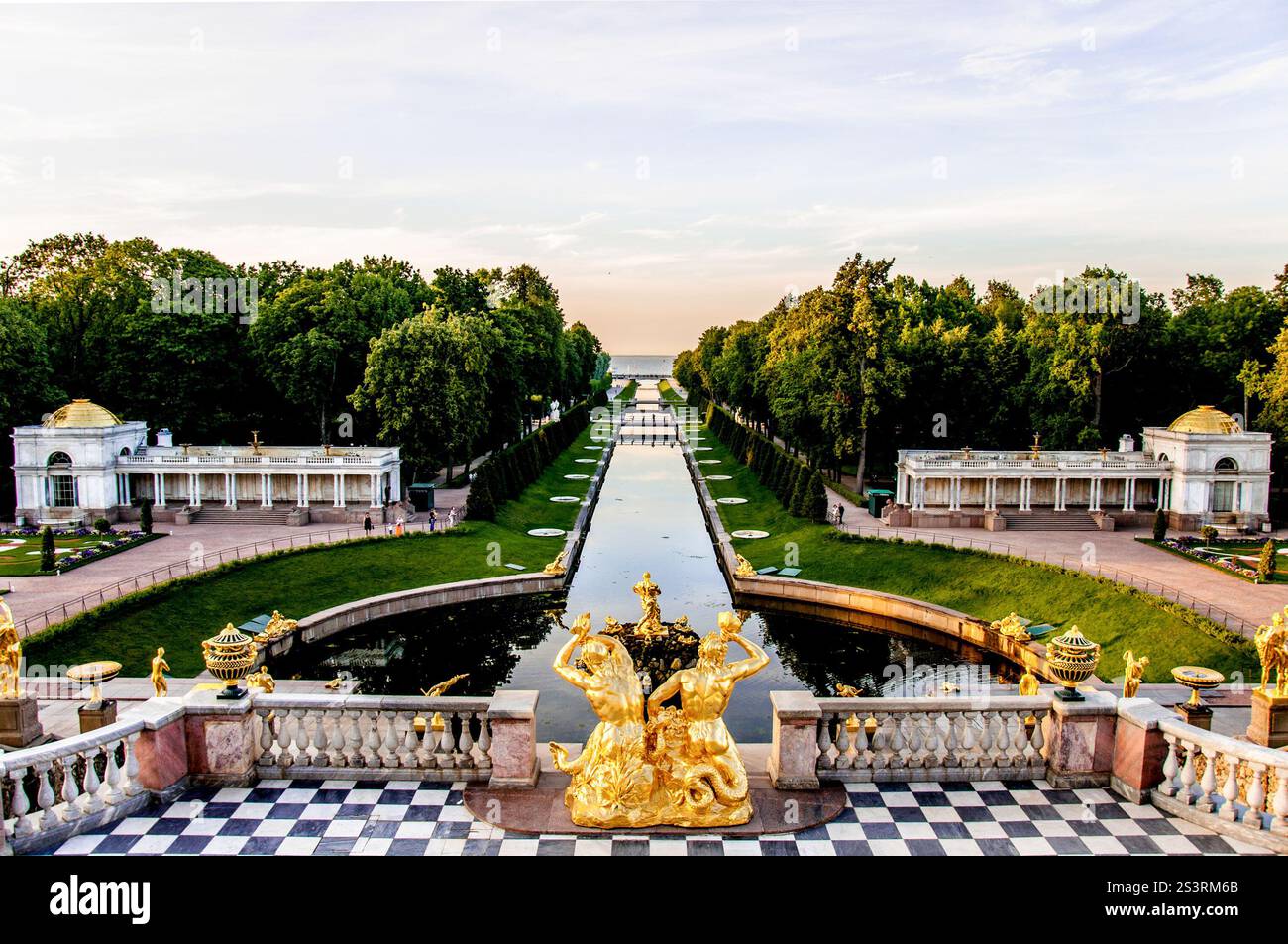 Beautiful unusual museum complex, view of the cascading fountain and ...