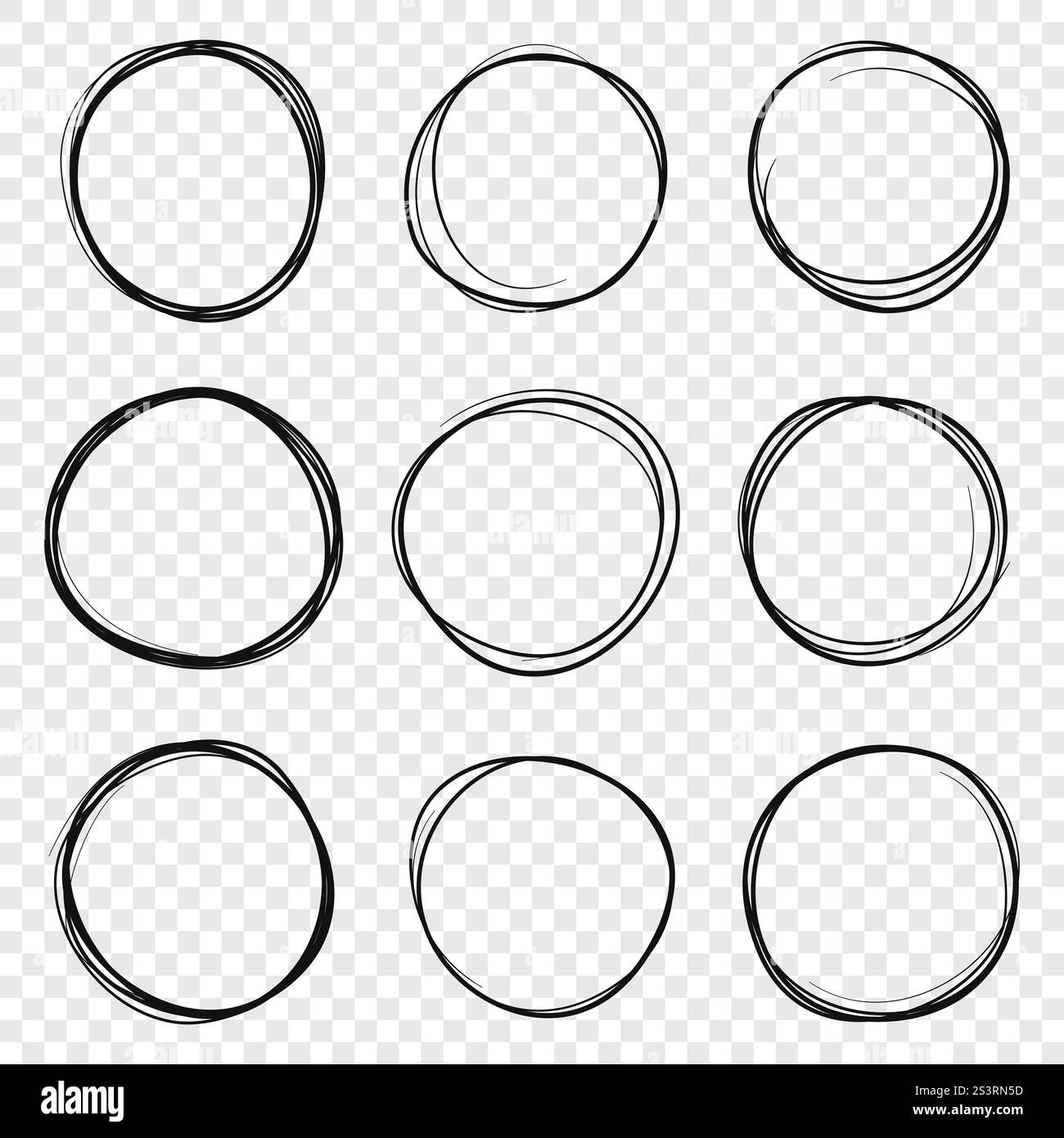Circle line sketch icon in hand drawn style. Circular scribble doodle ...