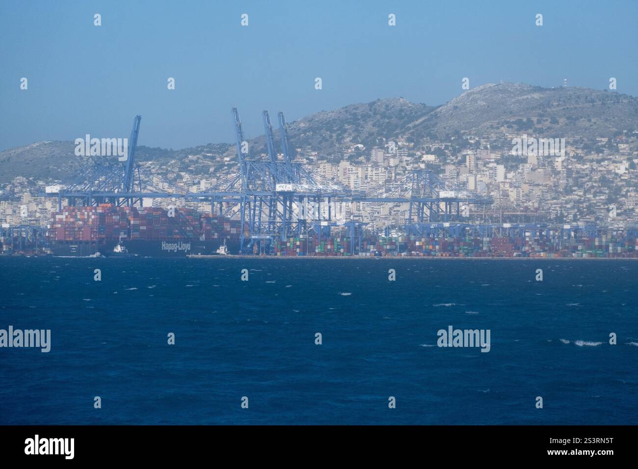 Container ship for sea freight in the industrial commercial port of ...
