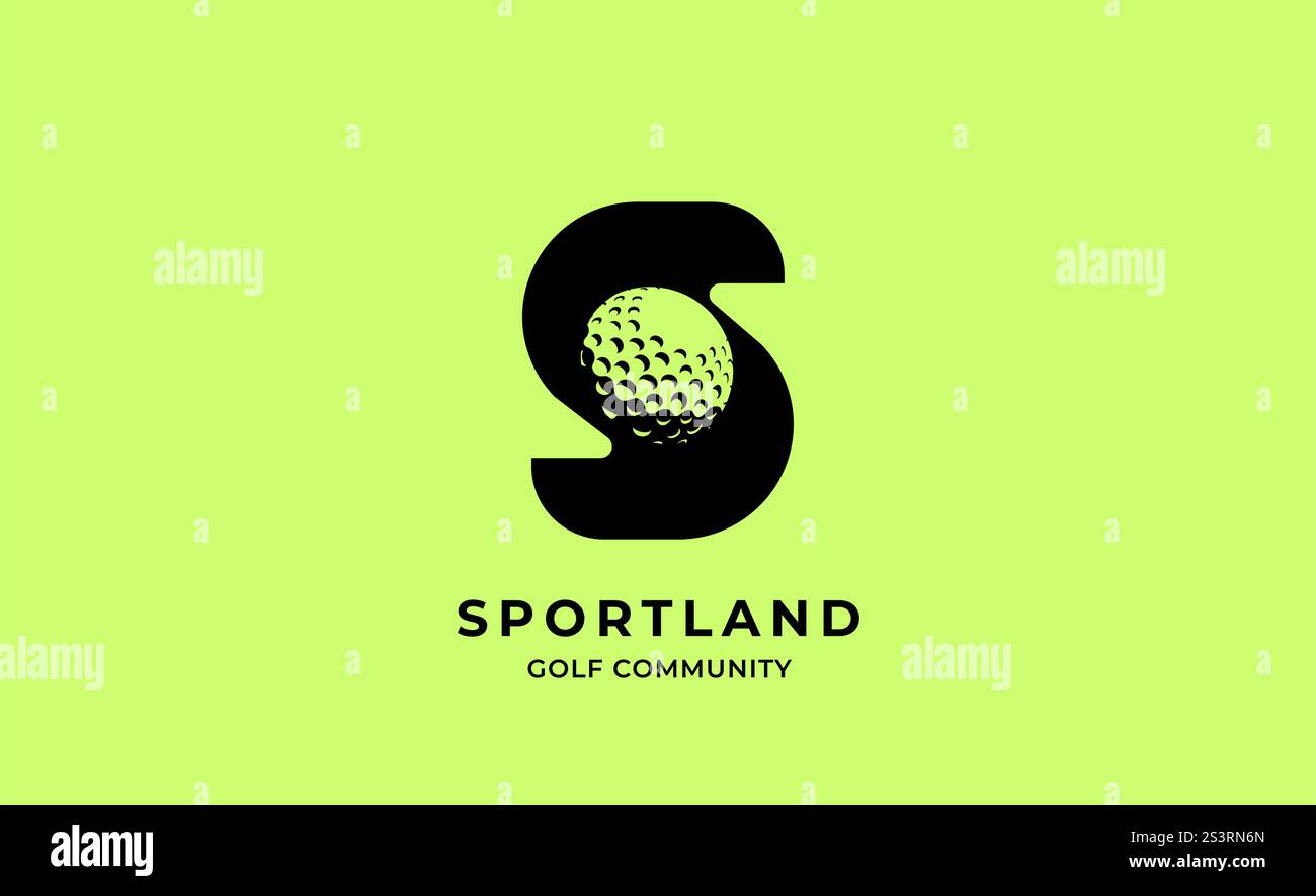 Monogram logo design initial S and Golf. Golf ball, golf stick and ...