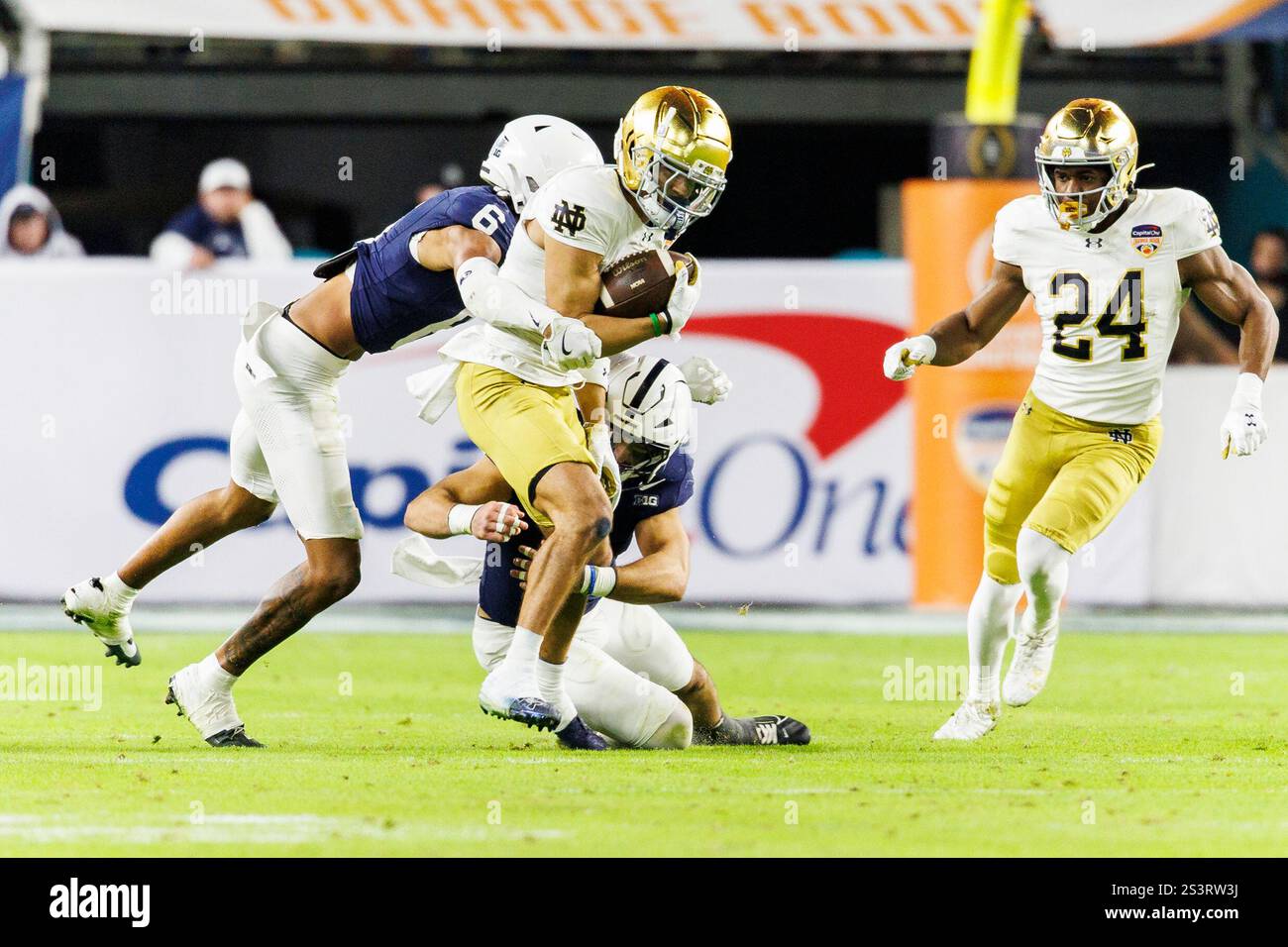 Miami Gardens, Florida, USA. 09th Jan, 2025. Notre Dame wide receiver Jordan Faison (6) runs ...