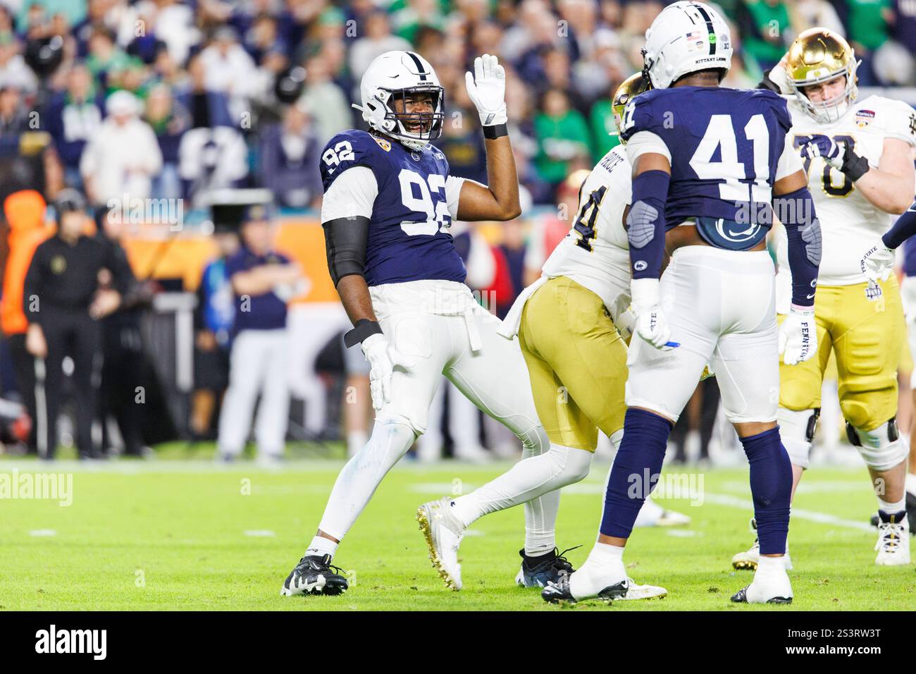 Miami Gardens, Florida, USA. 09th Jan, 2025. Penn State defensive ...