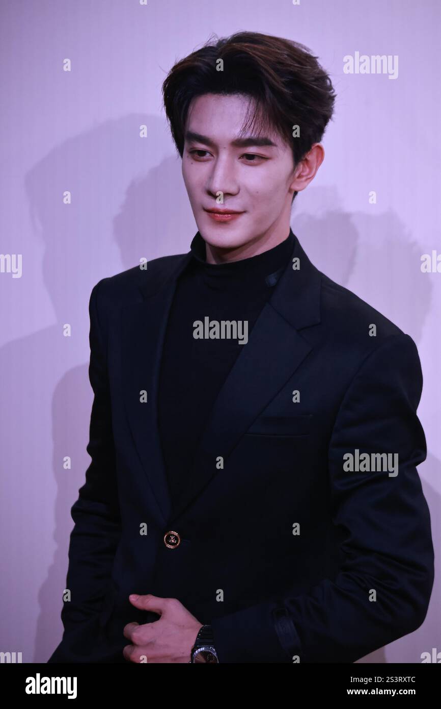 Chinese actor and singer Xia Zhiguang attends an activity in Shanghai, China, 8 January, 2025 ...