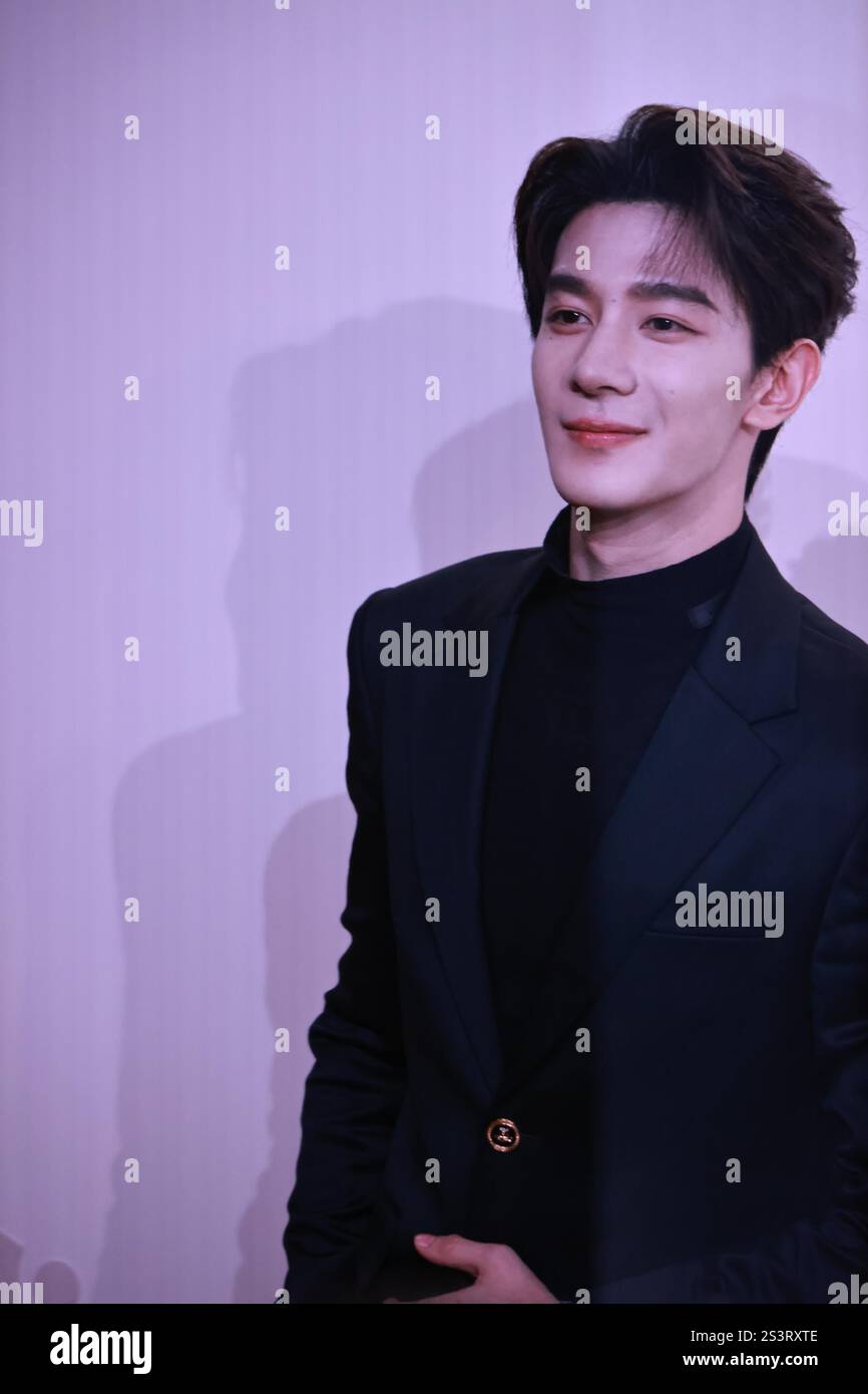 Chinese actor and singer Xia Zhiguang attends an activity in Shanghai, China, 8 January, 2025 ...