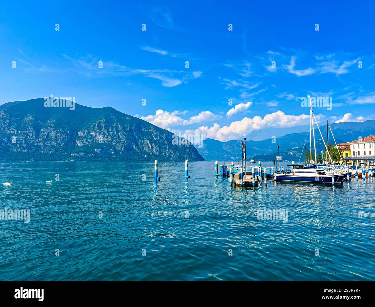 Ferry dock in the town of Iseo Stock Photo - Alamy
