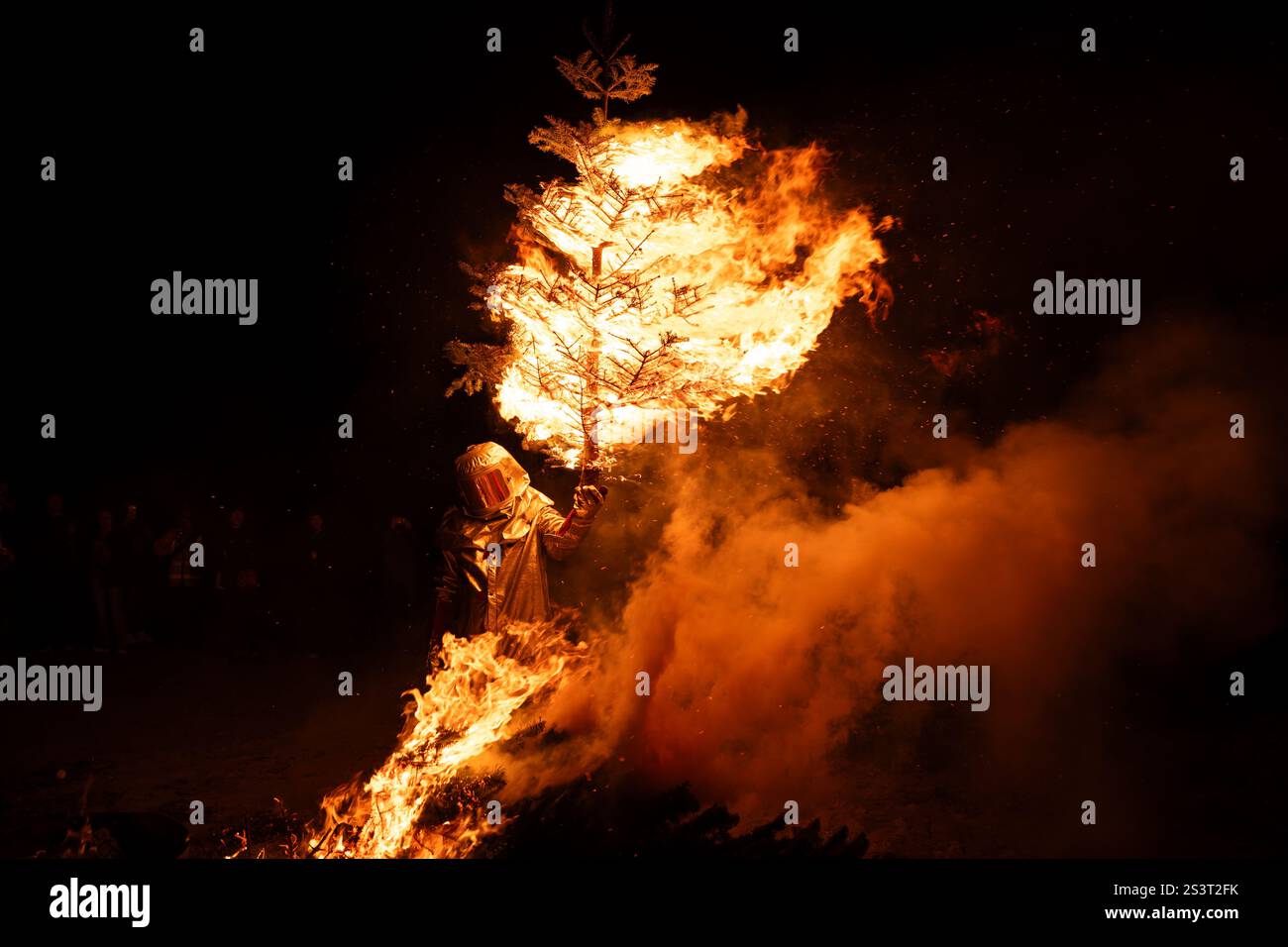 Seattle, USA. 9th Jan, 2025. Trees being burned in the annual Christmas ...