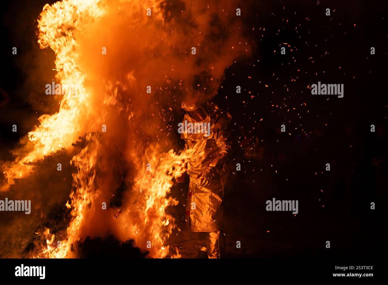Seattle, USA. 9th Jan, 2025. Trees being burned in the annual Christmas ...