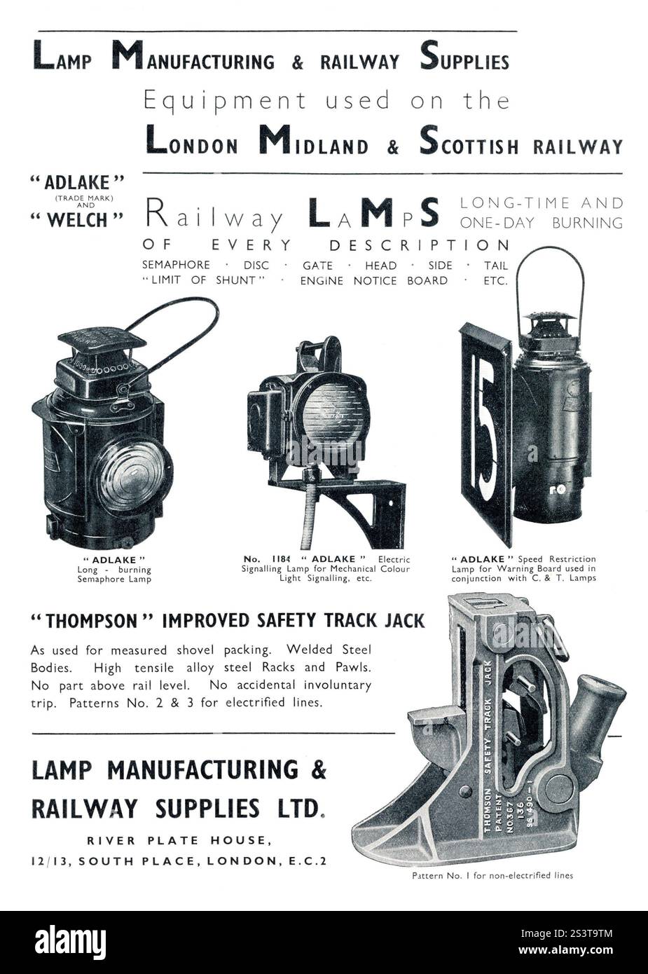 A vintage 1938 advert for LMS railway lamps by the Lamp Manufacturing ...
