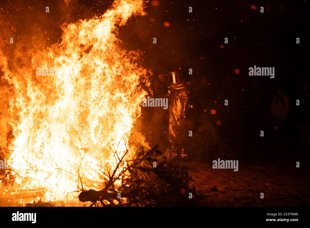Seattle, USA. 9th Jan, 2025. Trees being burned in the annual Christmas ...
