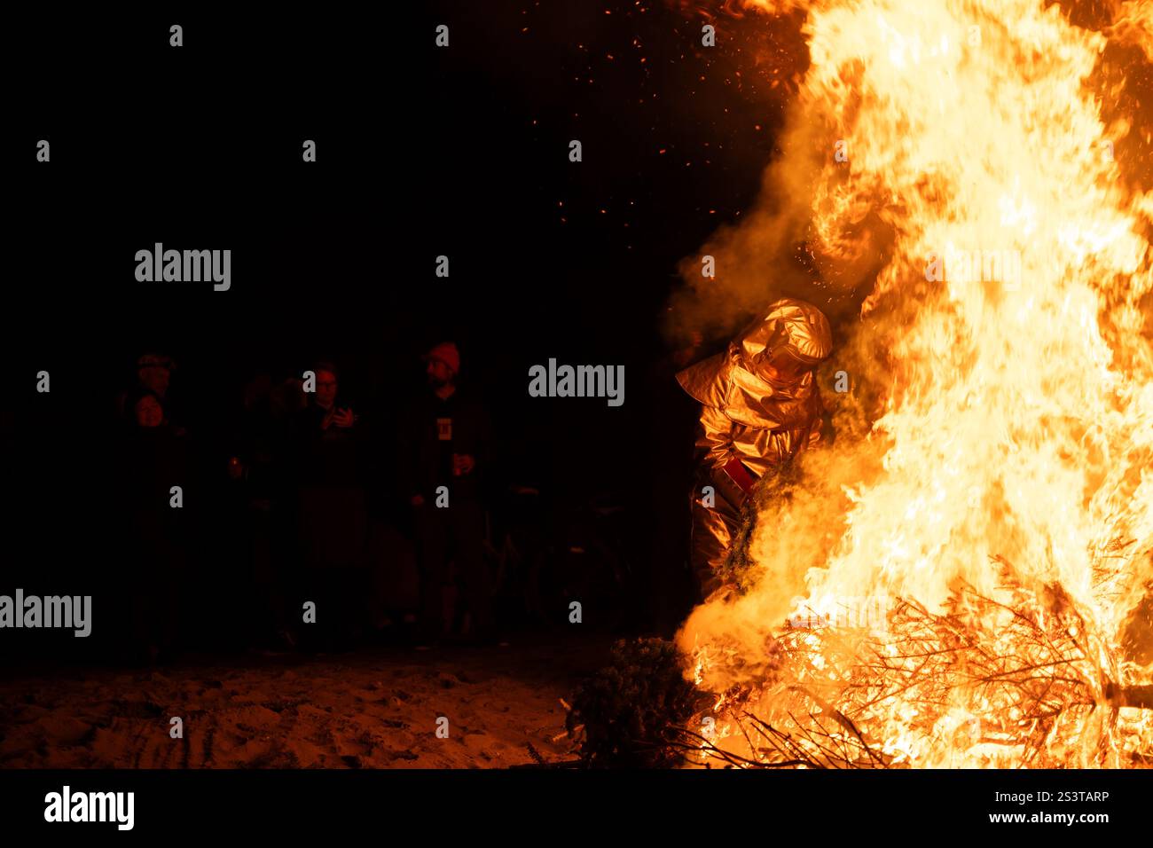 Seattle, USA. 9th Jan, 2025. Trees being burned in the annual Christmas ...