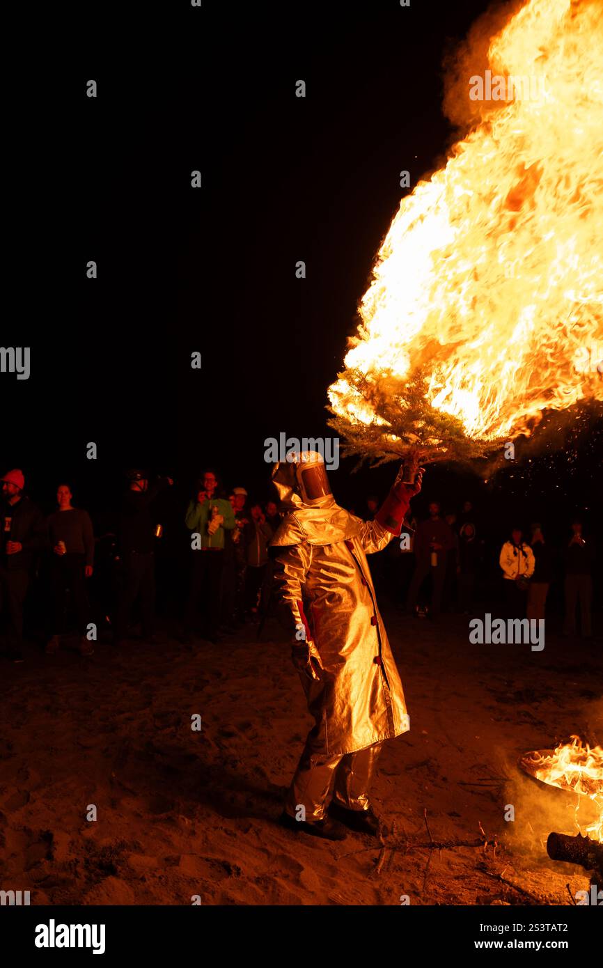 Seattle, USA. 9th Jan, 2025. Trees being burned in the annual Christmas ...