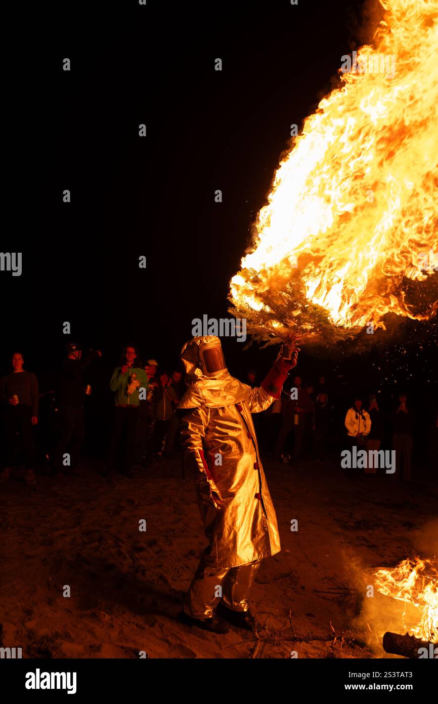 Seattle, USA. 9th Jan, 2025. Trees being burned in the annual Christmas ...