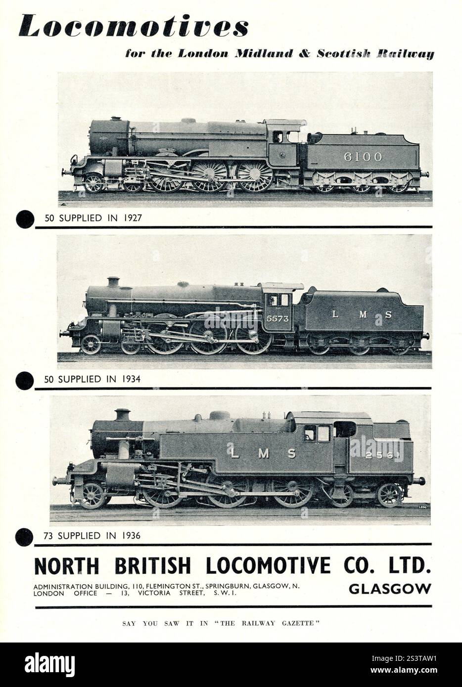 A 1938 vintage advert for North British Locomotive Co steam locos ...