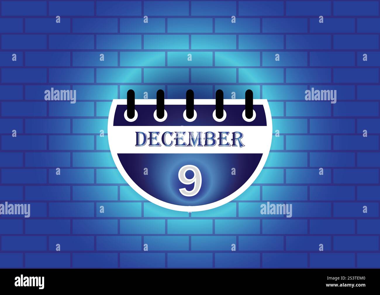 A stylized calendar page displaying December 9th is shown against a ...