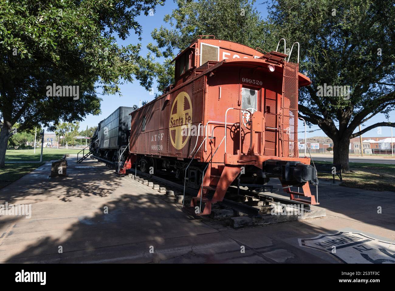 Caboose 999520 behind AT Santa Fe 3759 heavy mountain steam railway ...