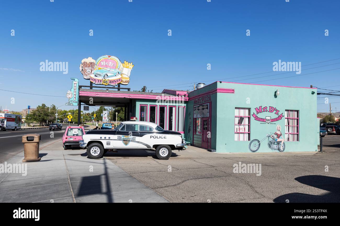 Retro police car outside Mr D'z historic family diner in former 1930s ...
