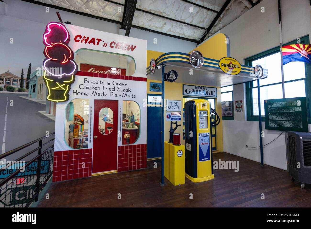 Exhibits and dioramas in Mojave Museum of History and Arts and visitor ...