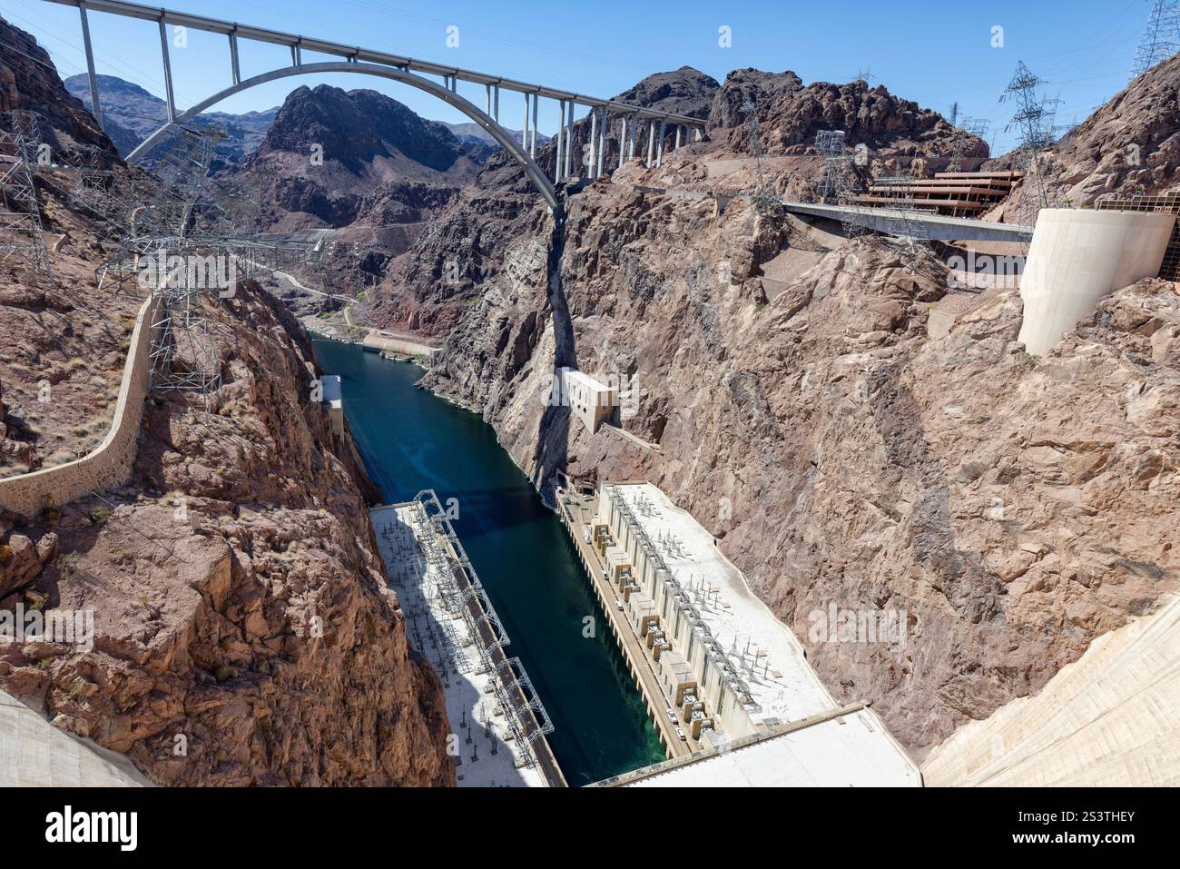 Hoover Dam a concrete arch gravity dam on Colorado River between Nevada ...
